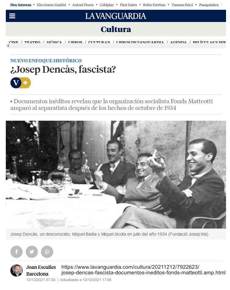 Lluís Companys Jover, miembro de la logia masónica «Lealtad» (Barcelona ...